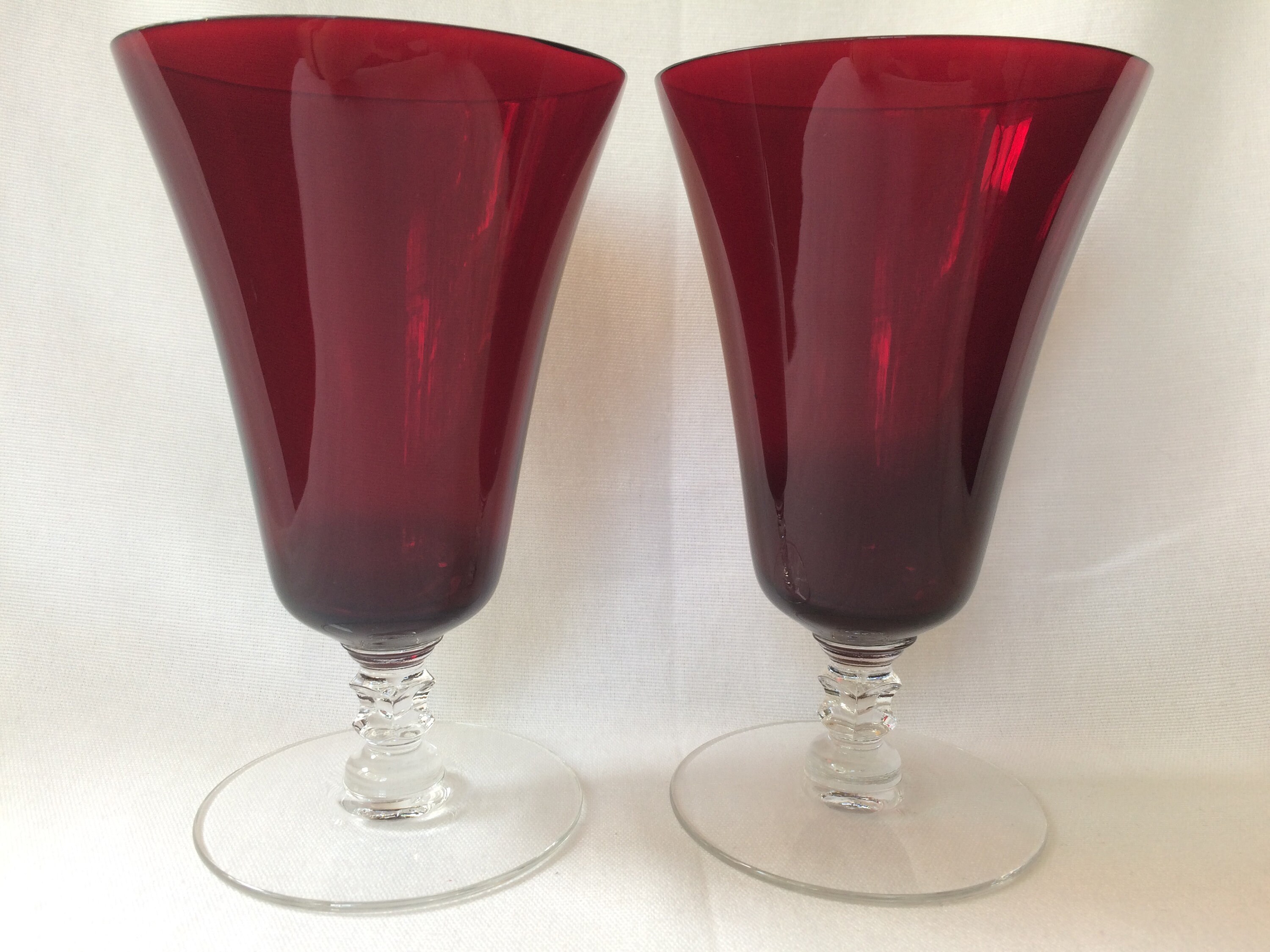 Art Deco Seneca Glass Vintage Hour Glass Ruby Red 8 Oz Footed | Etsy