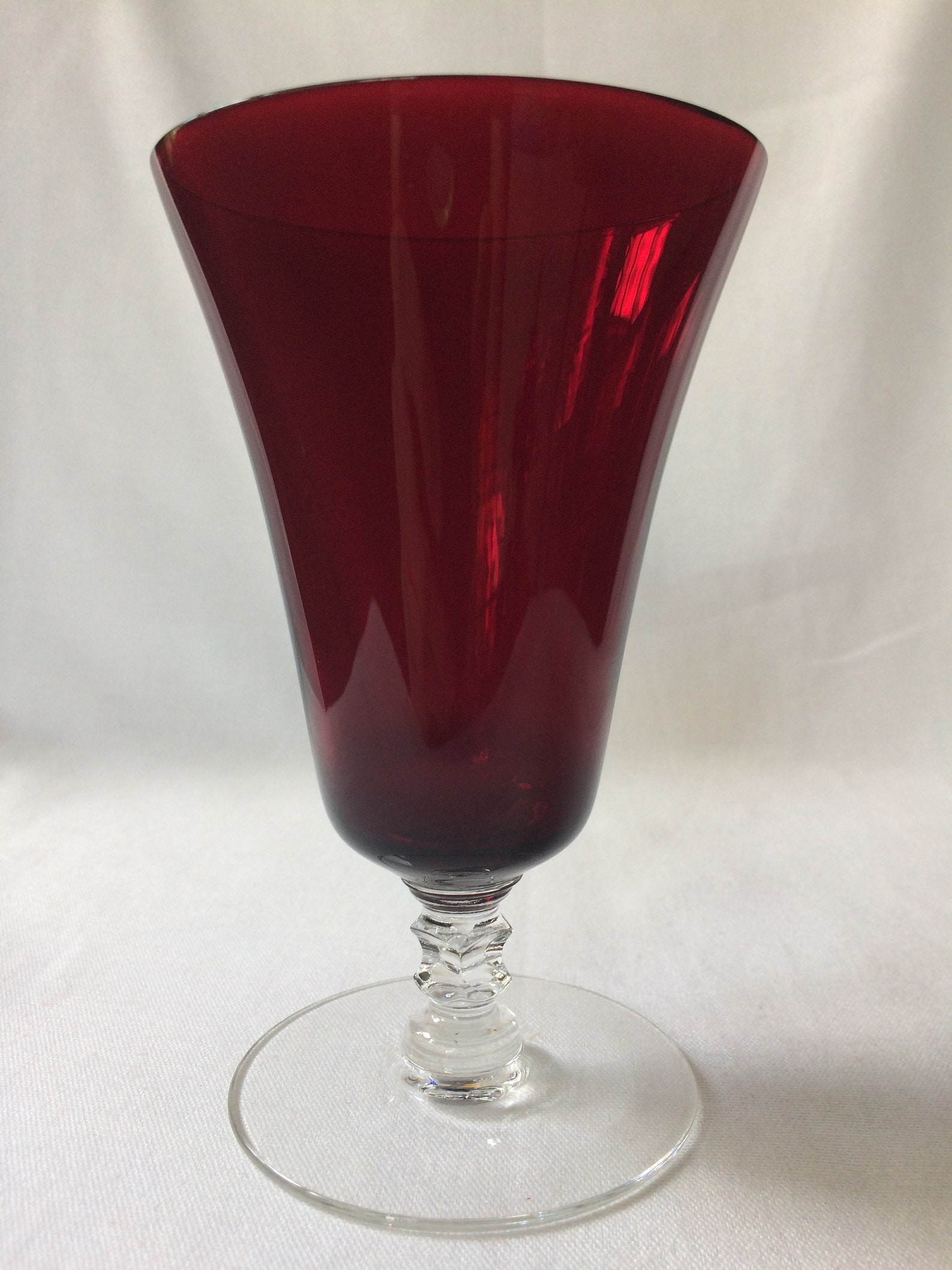 Art Deco Seneca Glass Vintage Hour Glass Ruby Red 8 Oz Footed | Etsy