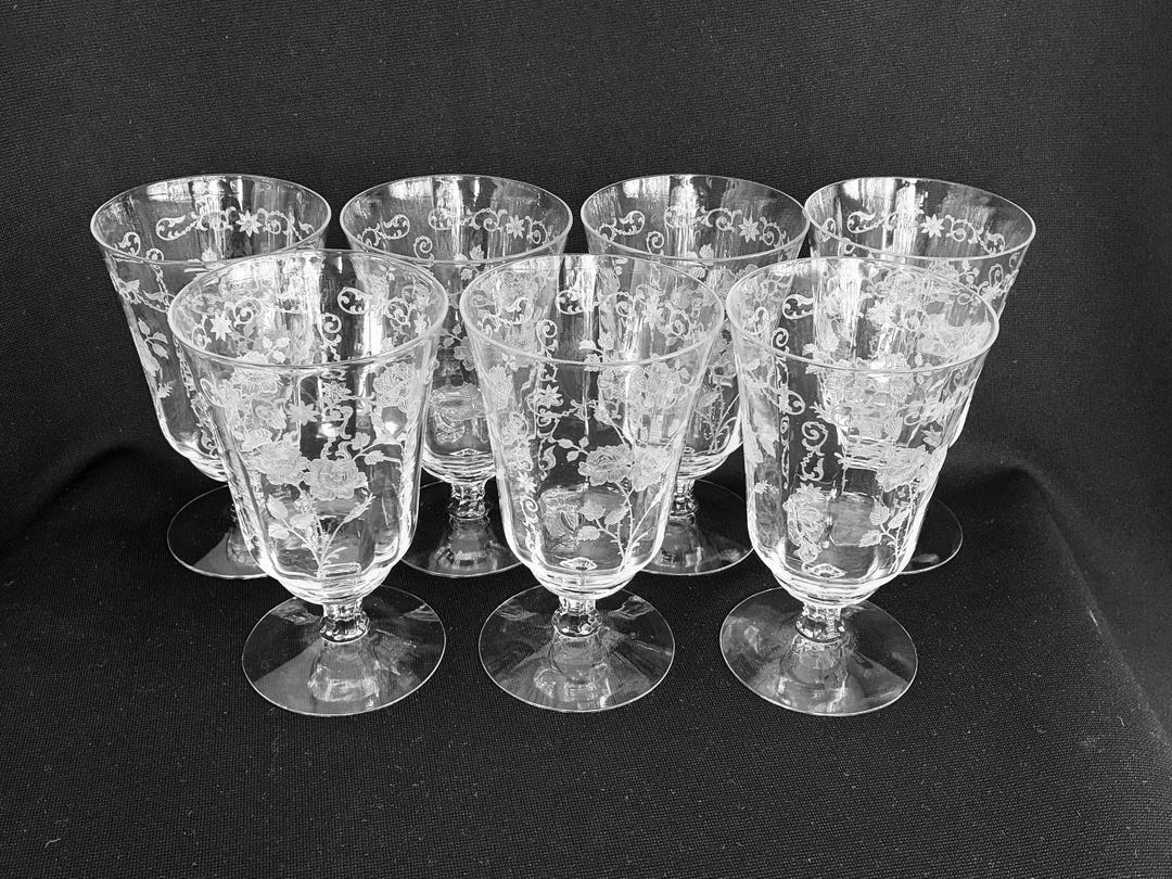 Fostoria Glass Midnight Rose Etched 8 Oz Footed Tumblers - Set of 7 - Etsy