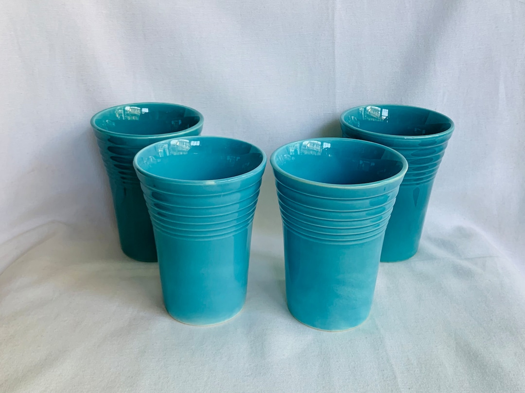 Fiesta Vintage Turquoise Blue Tumblers From Homer Laughlin China - Set ...