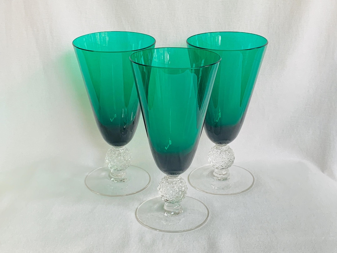 Morgantown Glass Golf Ball Ritz Stiegel Green 12 Oz. Footed Tumblers ...