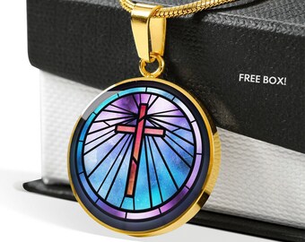 Stained Glass Cross Pendant - Etsy