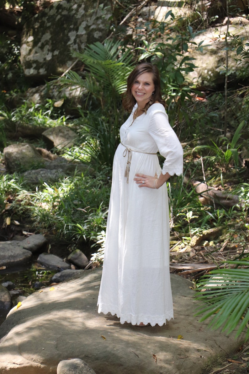 Maternity And Breastfeeding Friendly Maxi Dress 3 4 Sleeve Etsy Australia