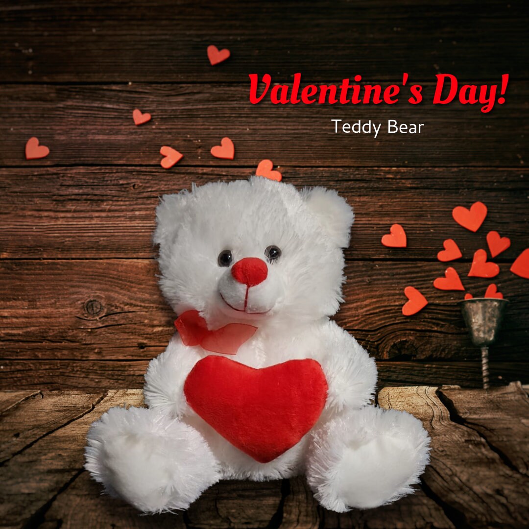 Customizable Valentine's Day Plush Teddy Bear - Romantic Personalized ...