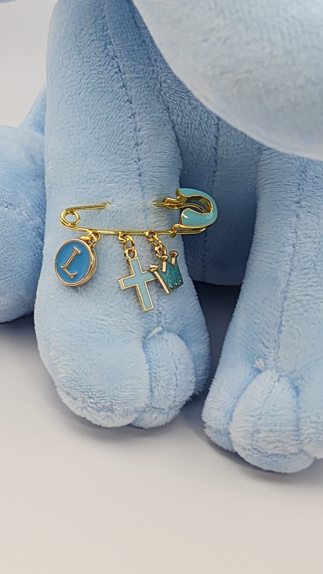 Personalized Gold Enamel Baby Brooch for Newborn Celebrations, Baptisms ...