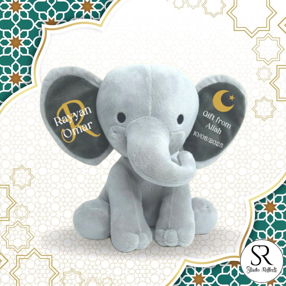 Personalized Islamic Elephant Plush Toy - Gift From Allah Custom ...