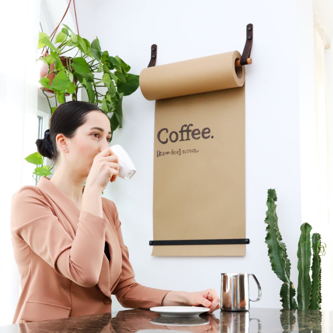 Kraft Paper Roll Dispenser, Leather Holder, Rustic Wall Decor - Etsy
