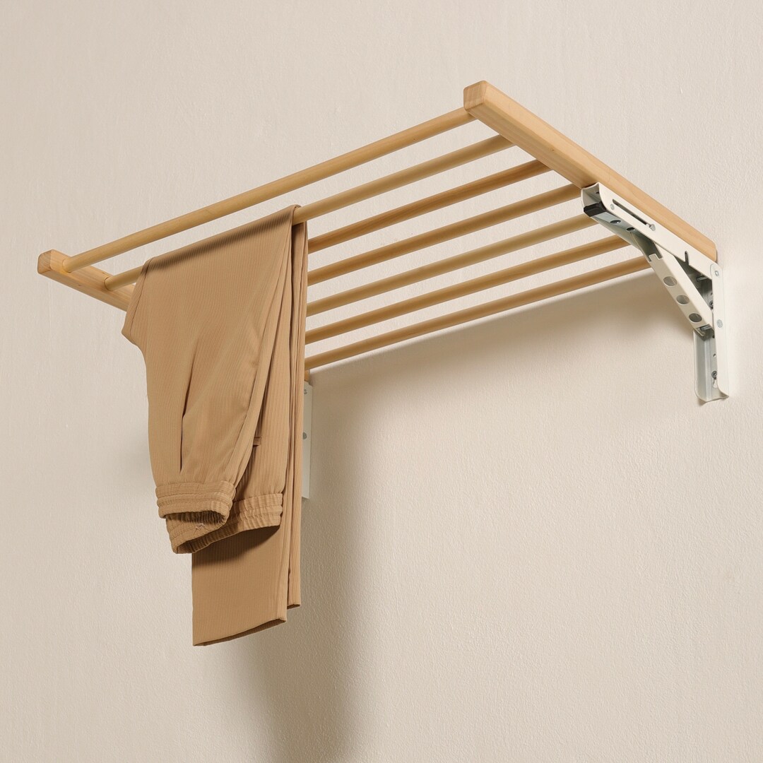 Fold-up Hanging Drying Rack, for Small Space, Wooden Clothes Rack ...