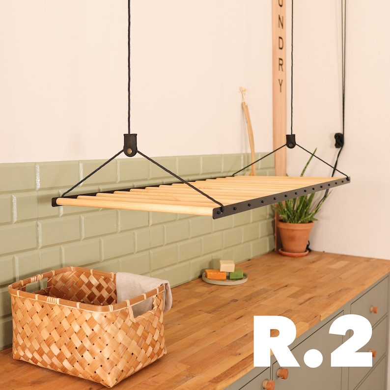 Ceiling Hanging Drying Rack, Pulley Clothes Airers, White Laundry Rack ...