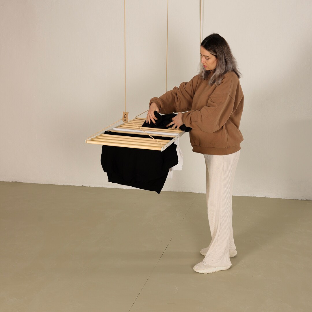 Wall / Ceiling Mounted Clothes Drying Rack, Clothes Airer, Hanging ...