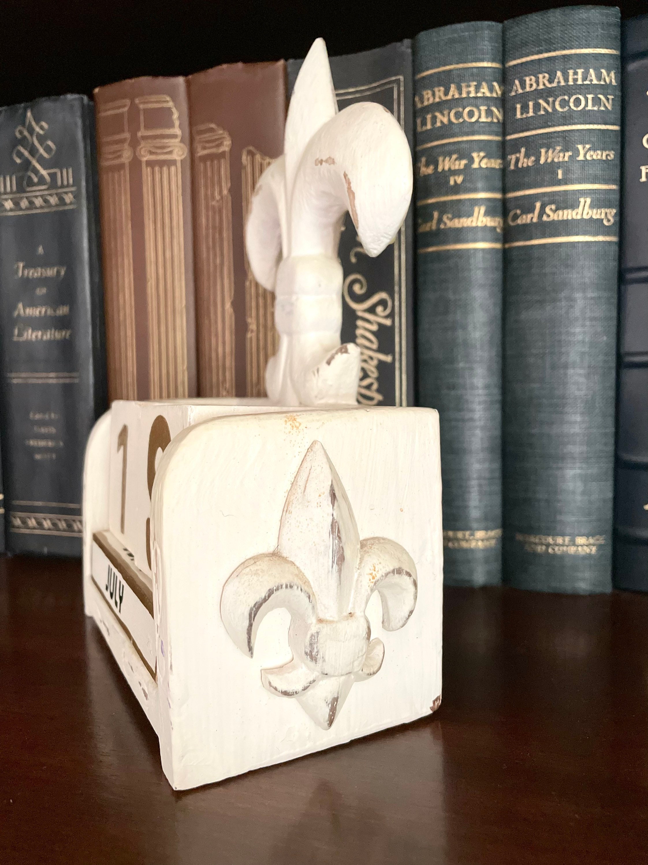 Fleur De Lis Wood Block Calendar - Etsy