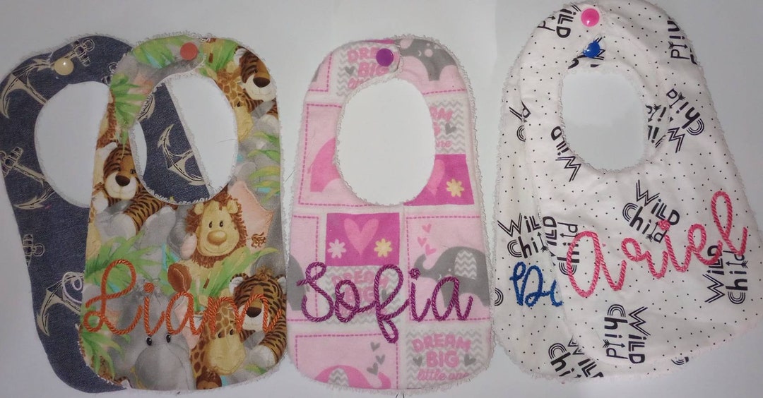 Custom Made and Embroidered Baby Bibs - Etsy