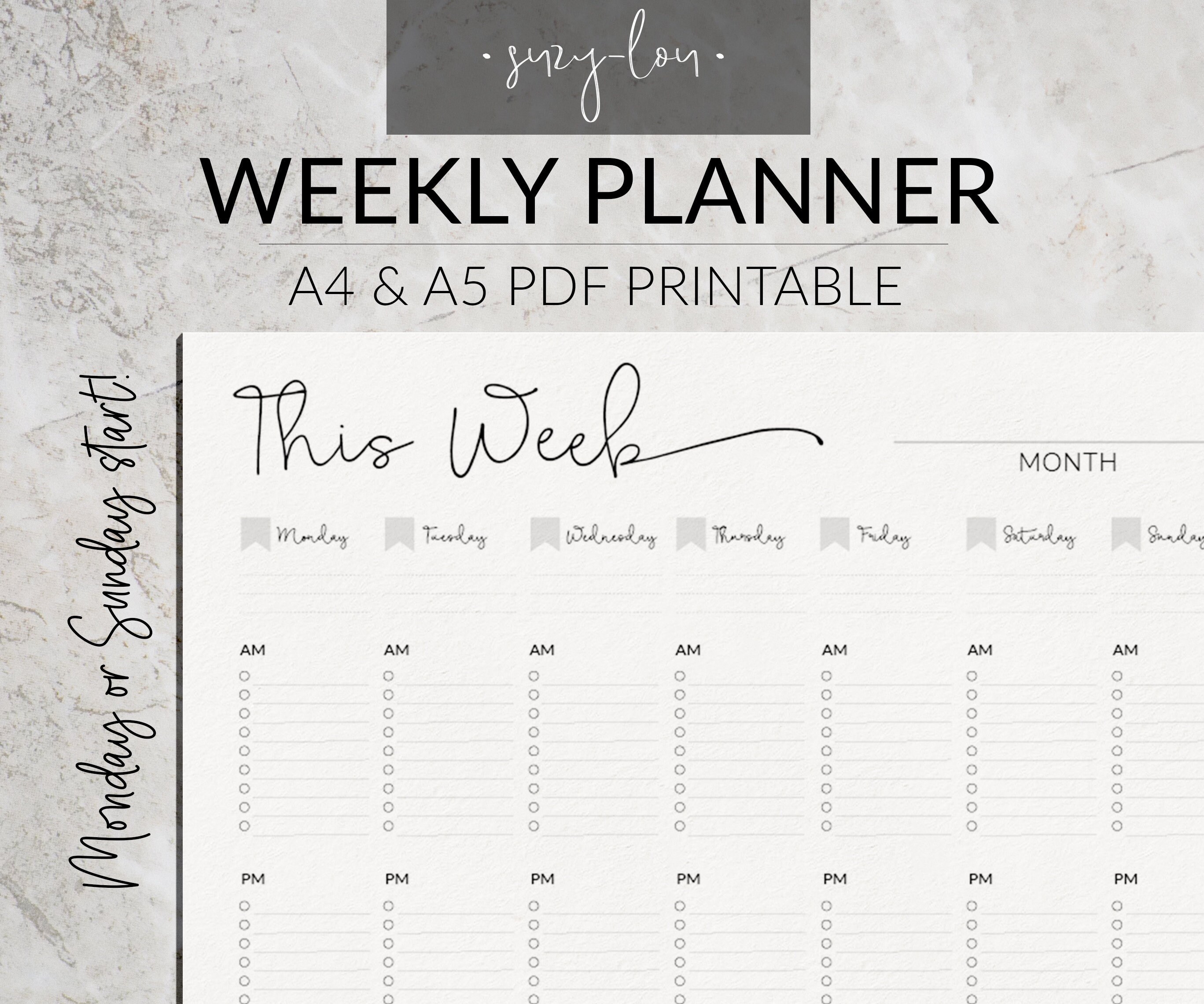 AM PM Planner Printable, Weekly Planner Insert, Planning Printable ...