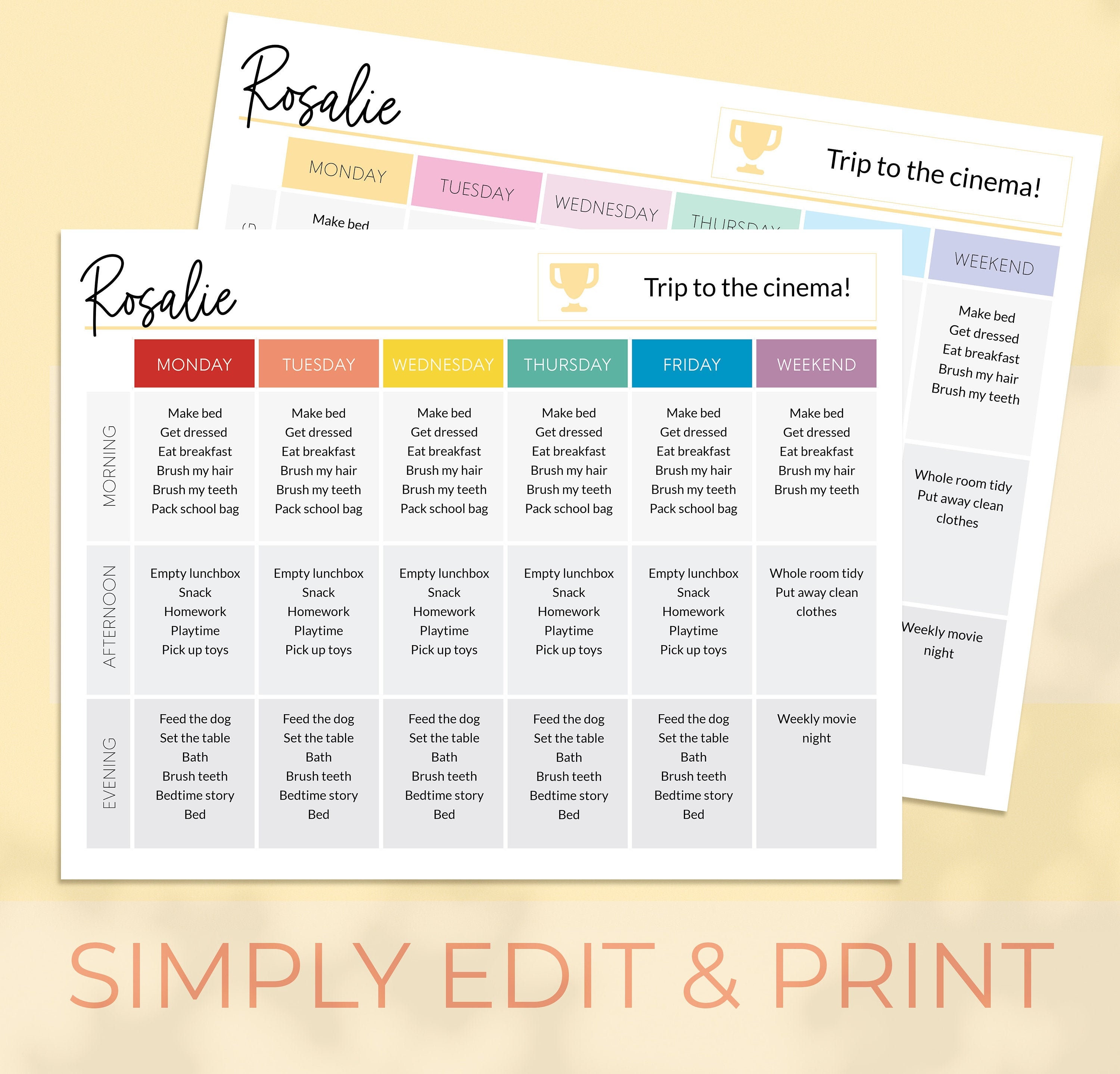 EDITABLE Daily Routine Schedule Printable, Daily Schedule, Daily ...