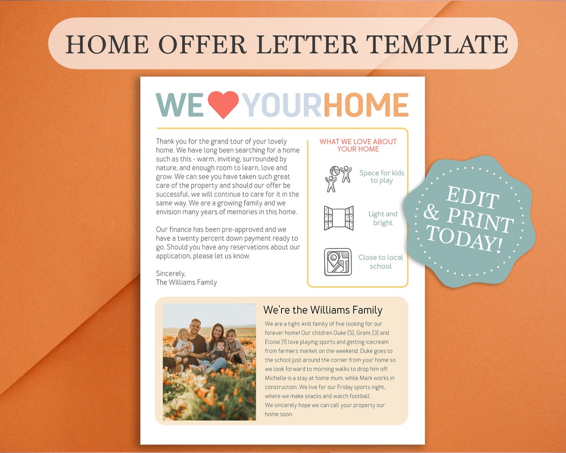 Home Offer Letter Template Instant Download Home Buying - Etsy