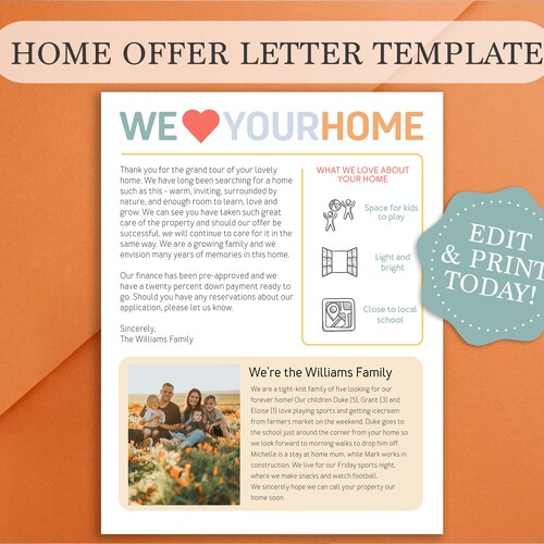 Home Buyer Offer Letter Template - Etsy