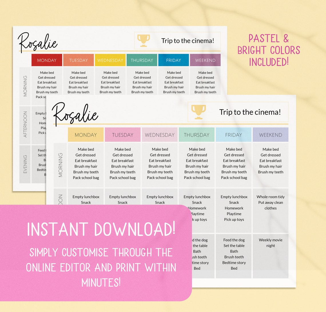 EDITABLE Daily Routine Schedule Printable, Daily Schedule, Daily ...
