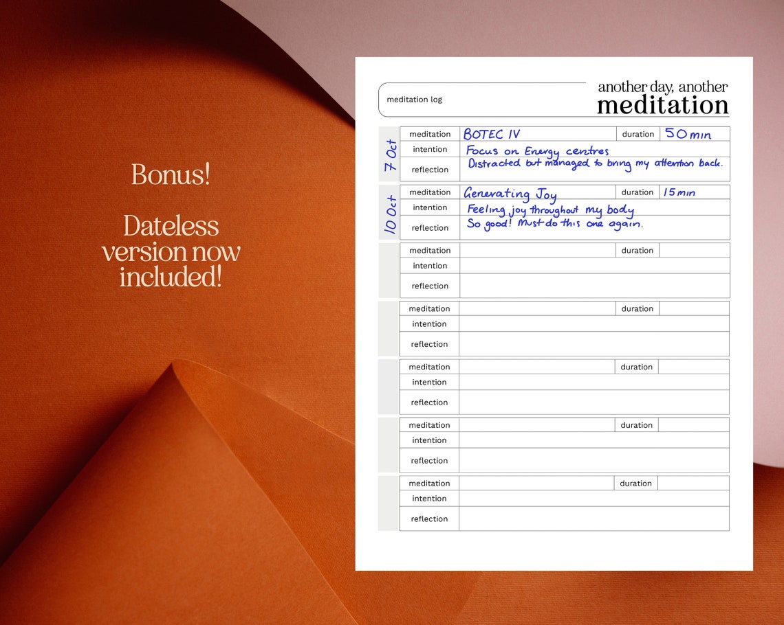 Meditation Journal, Meditation Tracker, Mindfulness, Dr Joe Dispenza - Etsy