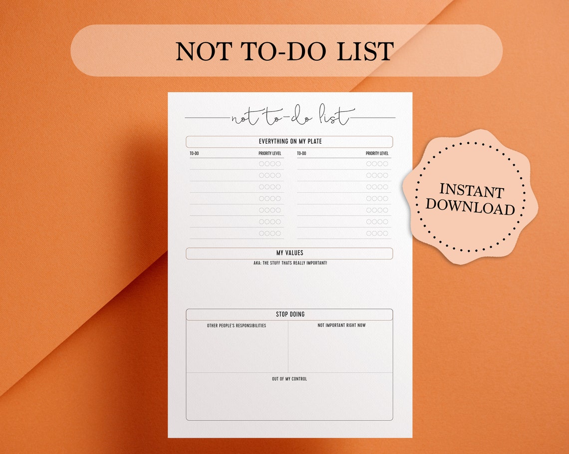 Not To-do List A5 A4 Letter Un-do List Printable Mental Health ...