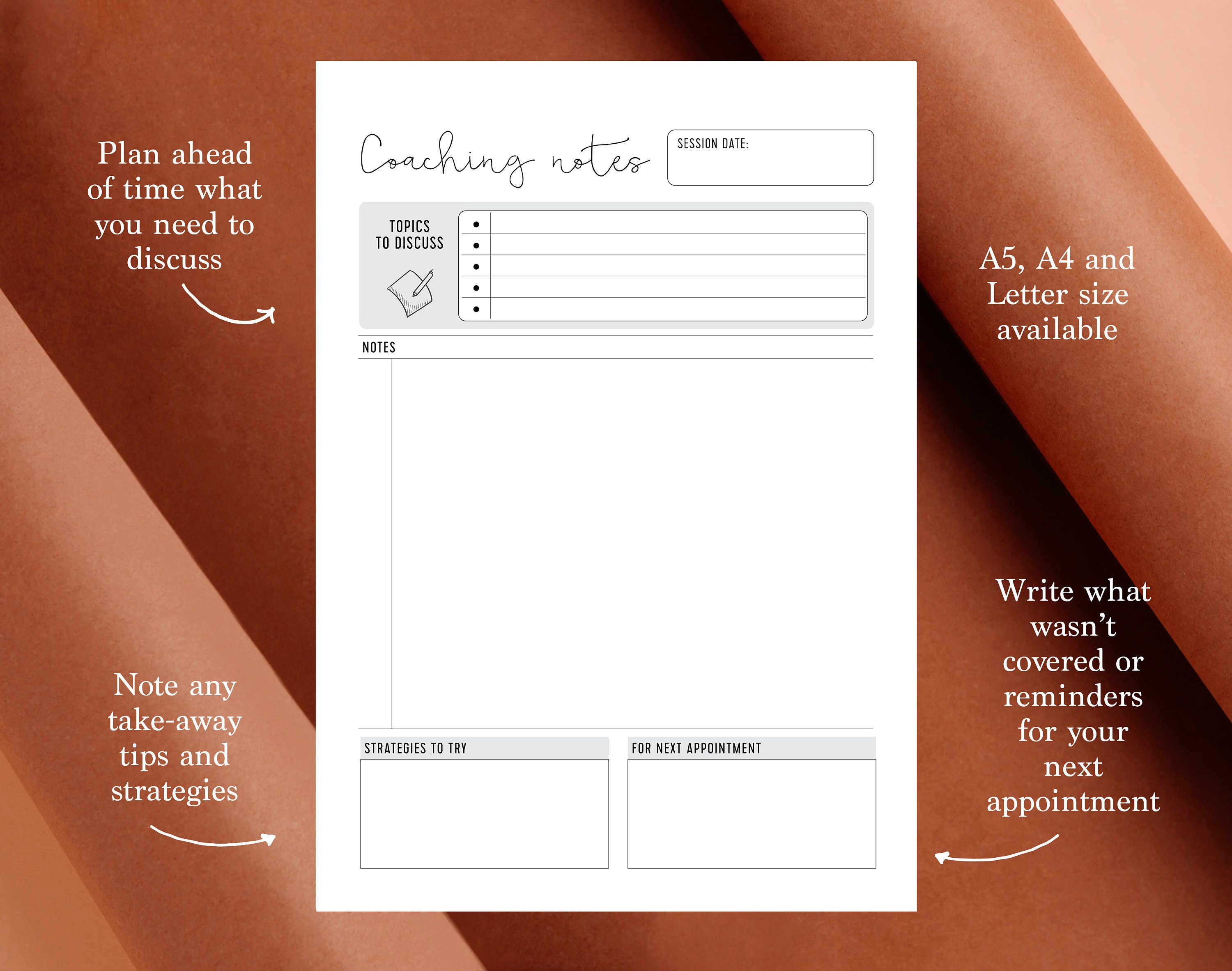 COACHING NOTES | A5 A4 Letter | Mental Health Printable | Coaching ...