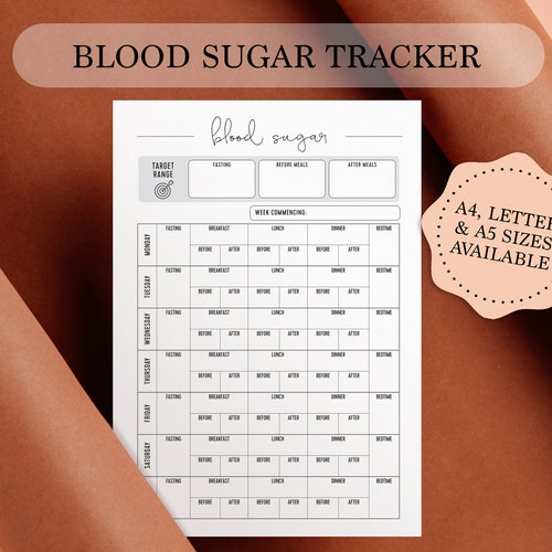 Large Print Weekly Blood Sugar Log Printable Diabetes Log - Etsy
