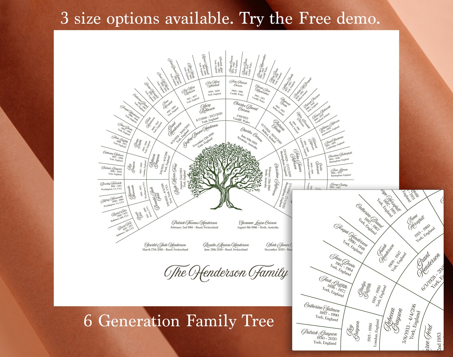 Family Tree Chart Digital Editable 6 Generations, Family Tree Template ...