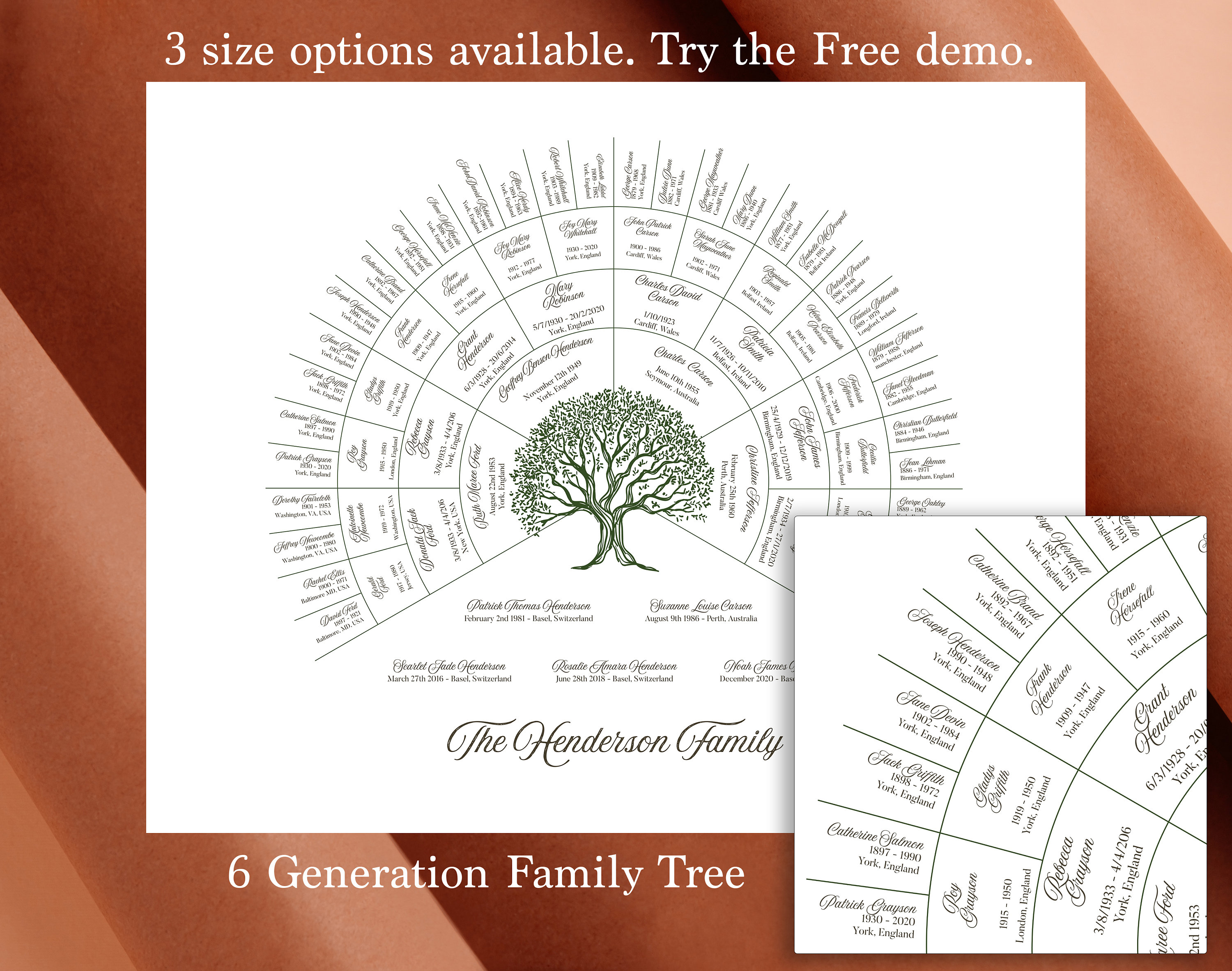 Family tree chart digital editable 6 generations Family tree | Etsy