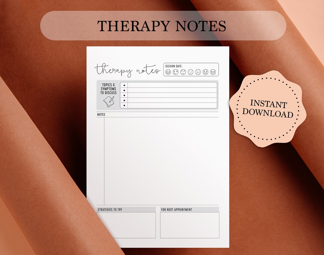 THERAPY NOTES A5 A4 Letter Mental Health Printable Therapy Planner ...