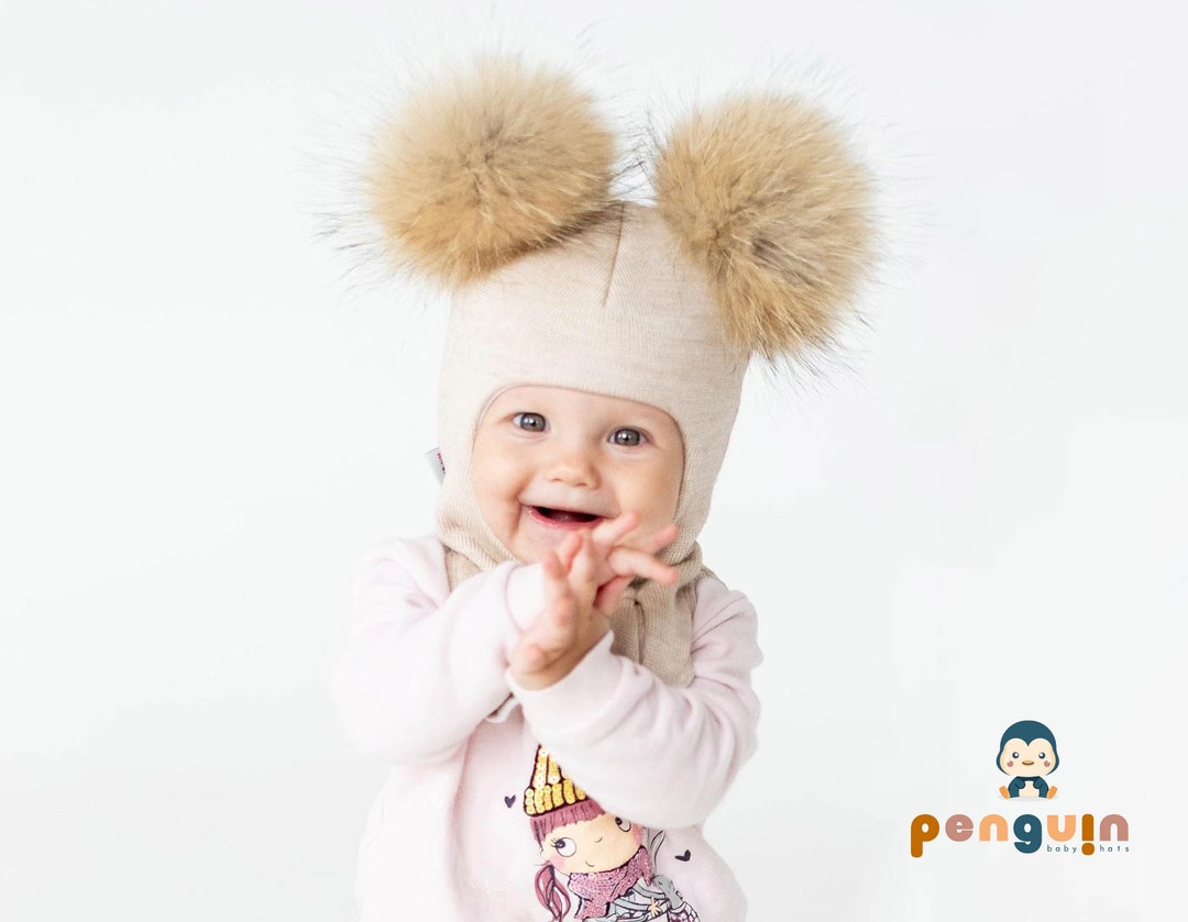 Pom Pom Hat Baby Baby Pom Pom Beanie Beanie With Real Fur - Etsy