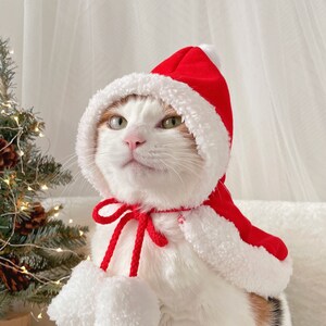 Christmas Santa Red Cape Hat Costume Hoodie Coat Cat Dog Pet Gifts ...