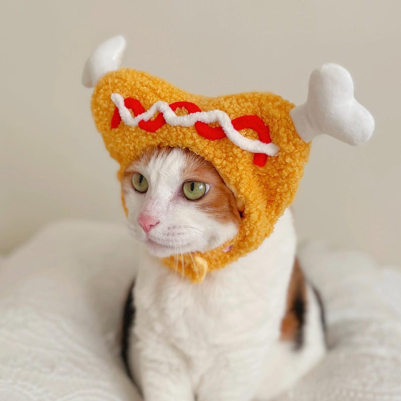 Funny Fried Chicken Hat With Ketchup: Cat & Small Dog Costume - Etsy