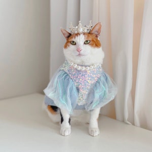 Blingbling Princess Spangle Dress for Pet Cat Dog Costume Hat Necklace ...