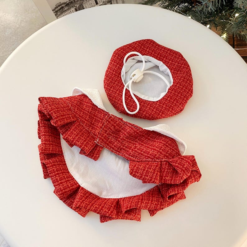 Red Luxury Tweed Beret & Pearl Scarf Collar for Cats and Dogs - Etsy