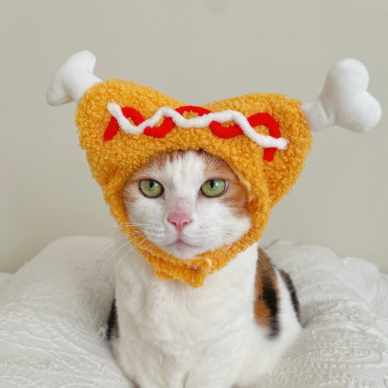 Funny Fried Chicken Hat With Ketchup: Cat & Small Dog Costume - Etsy