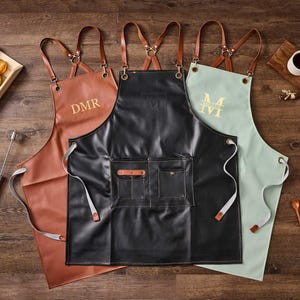 Personalized Faux Leather Apron, Custom Birthday Gift for Him ...