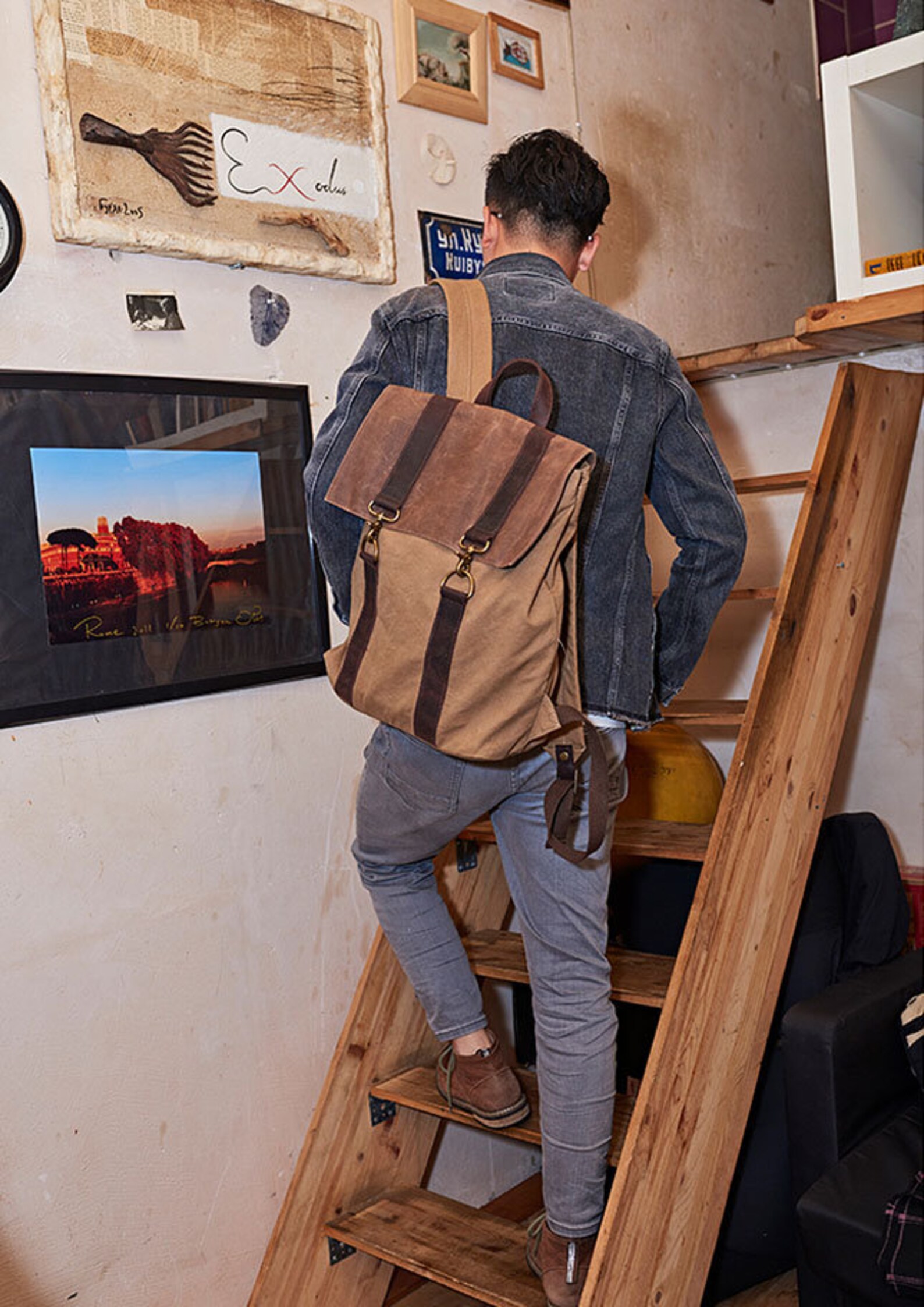 Handcrafted Canvas Backpack Boyfriend Gift Ideas Waterproof | Etsy