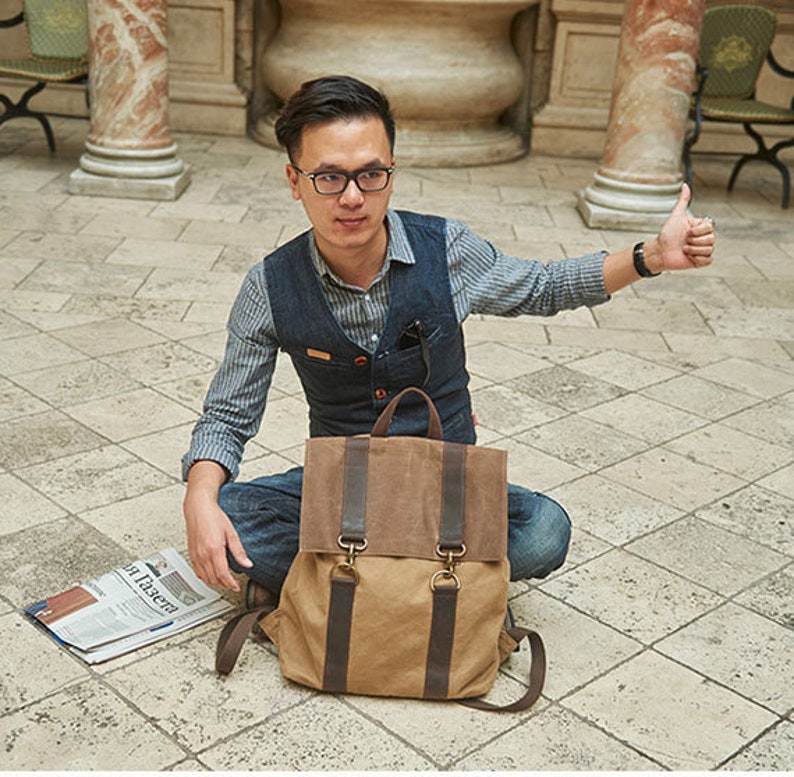 Handcrafted Canvas Backpack Boyfriend Gift Ideas Waterproof | Etsy