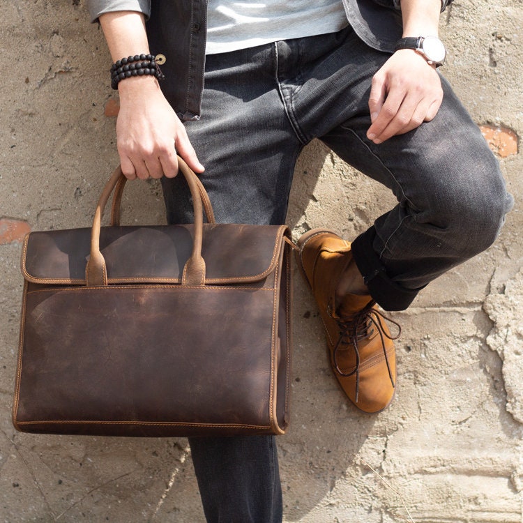 Personalized Full Grain Leather Briefcase Leather Messenger - Etsy