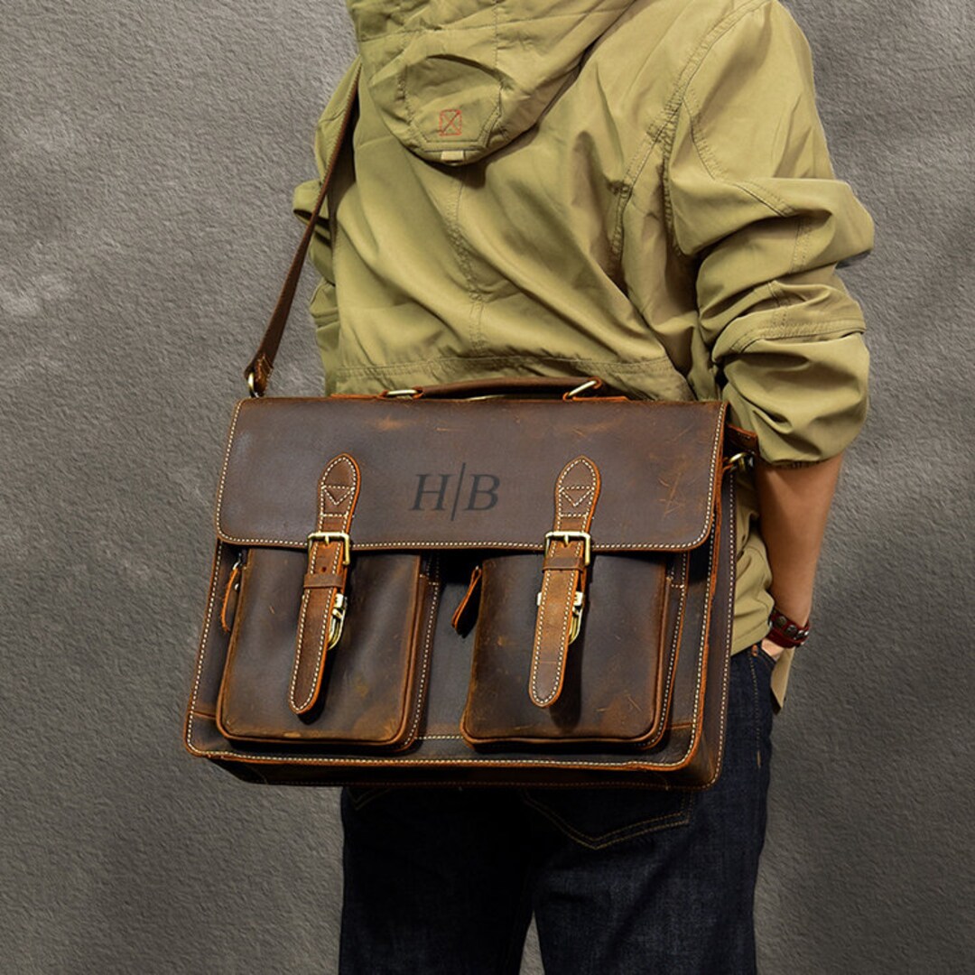 Personalized Leather Briefcase, Gifts for Him, Graduation Gift, Laptop ...