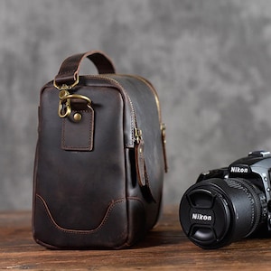 Personalized Rustic Leather Camera Bag, Multipurpose Men's Leather Bag ...