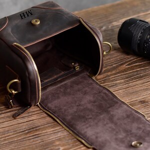Personalized Rustic Leather Camera Bag, Multipurpose Men's Leather Bag ...