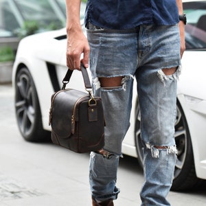 Personalized Rustic Leather Camera Bag, Multipurpose Men's Leather Bag ...