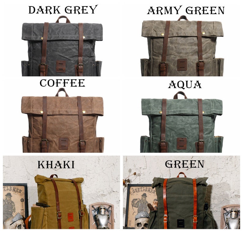 Handmade Waxed Canvas Backpack Rolltop Backpack 17'' | Etsy