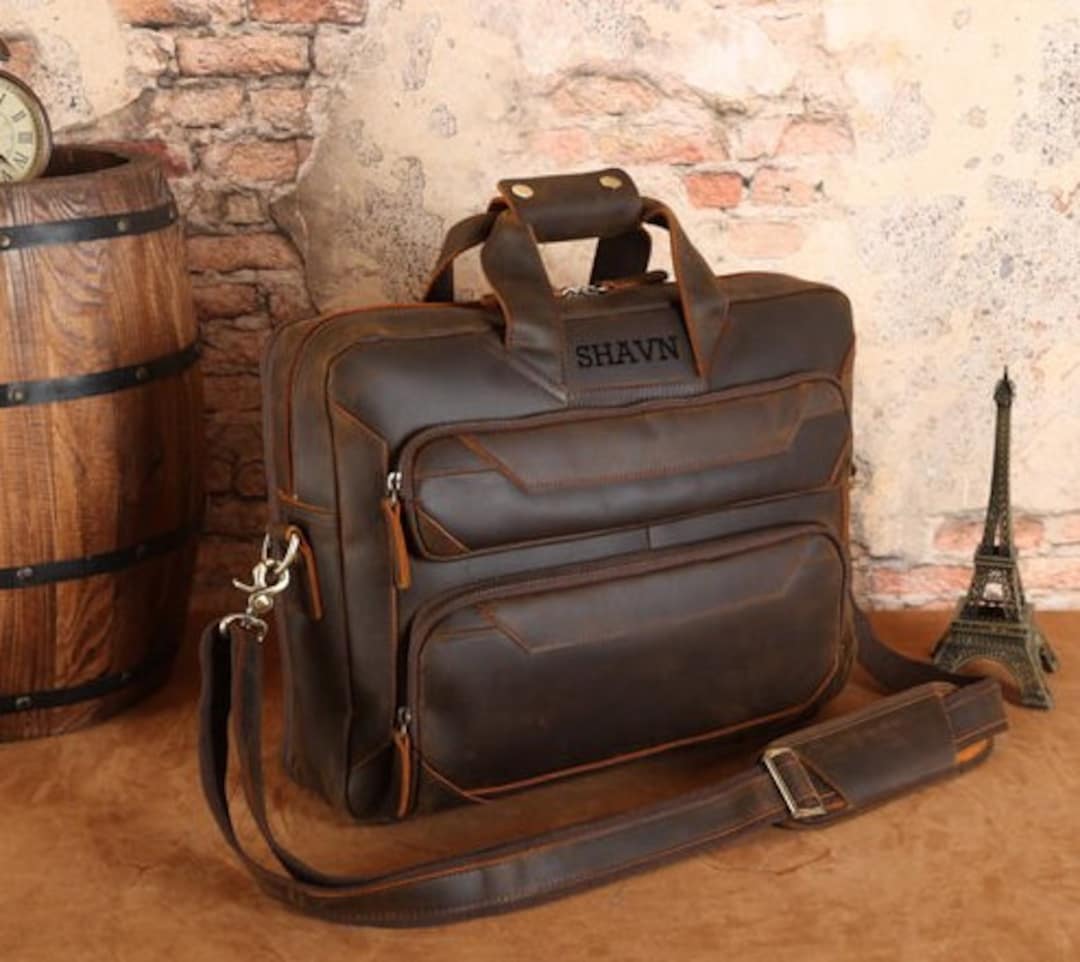 Personalized Leather Briefcase, Messenger Bag, Christmas Gifts for Men ...