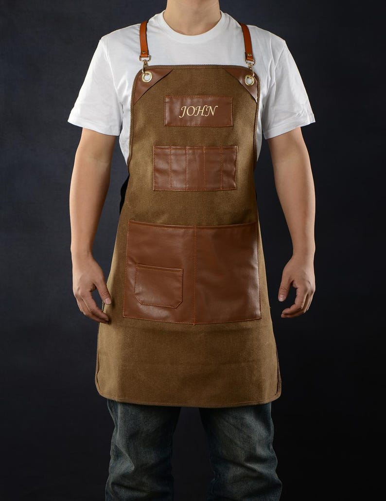 Personalized Faux Leather Apron, Birthday Gift for Him, Bartender's ...