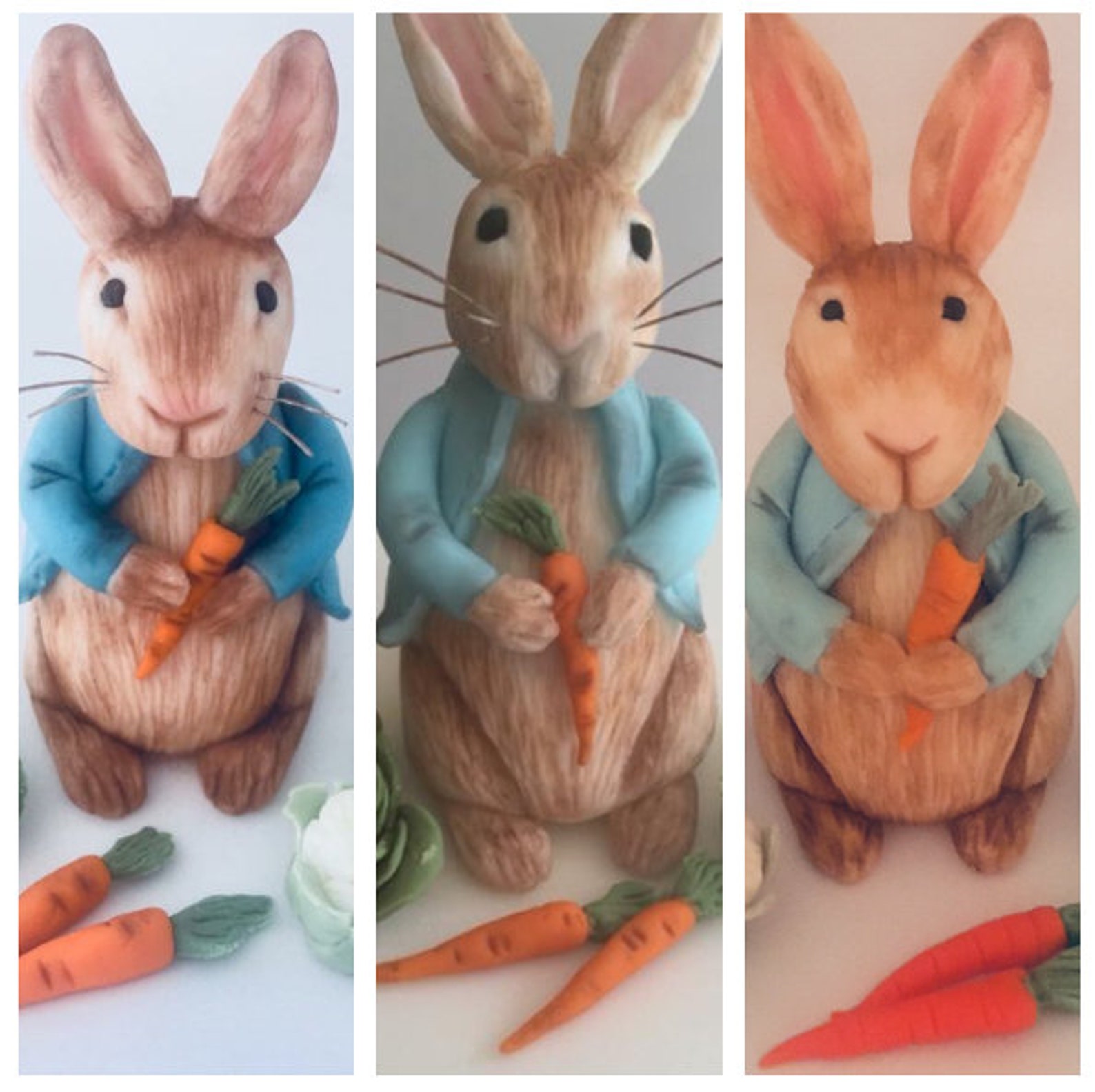 Peter Rabbit fondant cake topper with vegetables | Etsy