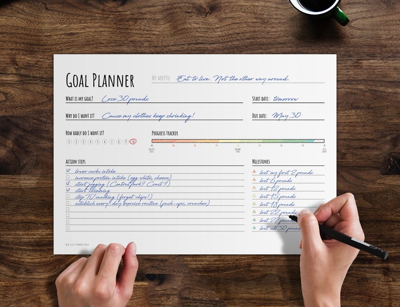 Goal Planner Insert Printable PDF A4 Landscape Instant Download - Etsy