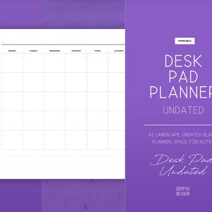 Undated Desk Pad Monthly Planner Blank Printable PDF A2 A3 Landscape ...