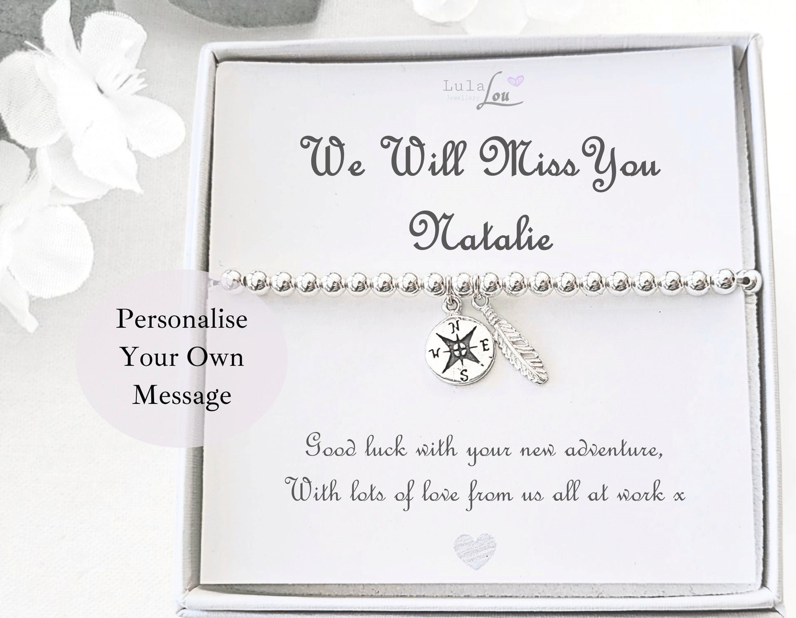 Sterling Silver Personalised We Will Miss You Work Colleague Goodbye ...