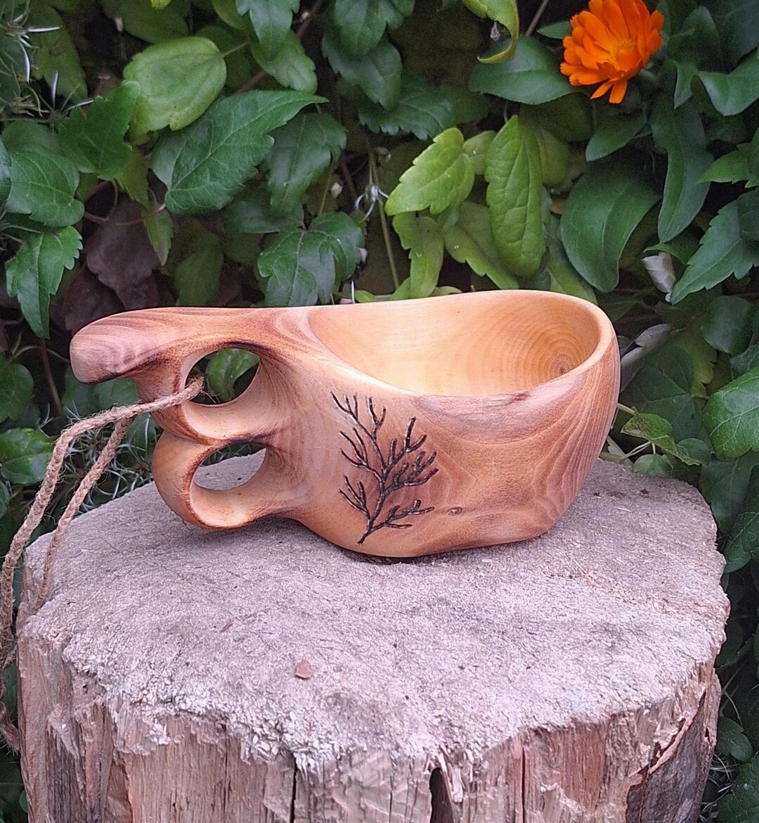 Rustic Kuksa Mug – Handmade Wooden Scandinavian Cup for Camping or ...